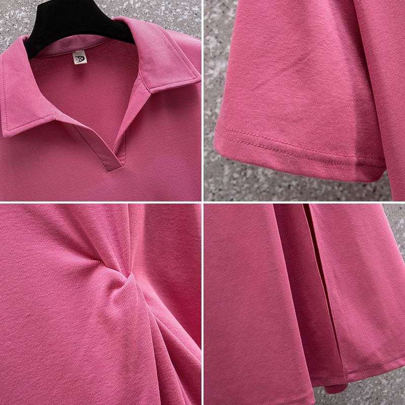 Plus Size Gathered Side Slit Polo T Shirt Dress – Pluspreorder