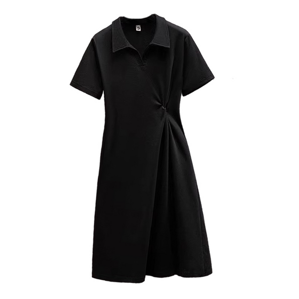 Plus Size Gathered Side Slit Polo T Shirt Dress – Pluspreorder