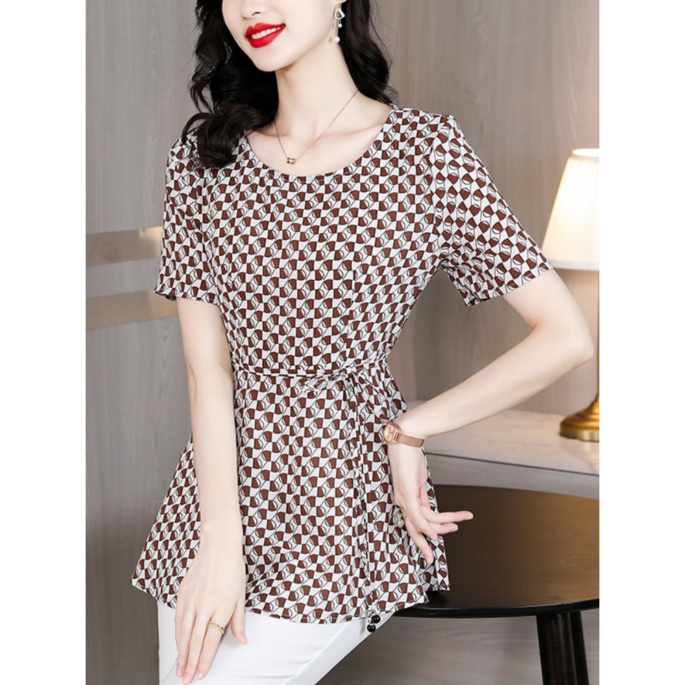 Plus Size Geometric Pattern Blouse – Pluspreorder