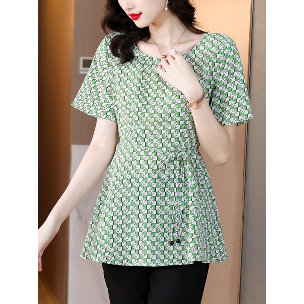 Plus Size Geometric Pattern Blouse – Pluspreorder