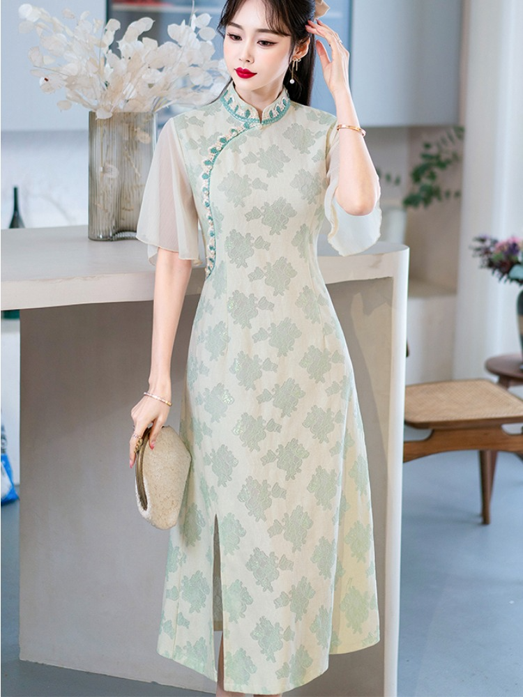 Plus Size Green Modern Cheongsam Dress – Pluspreorder