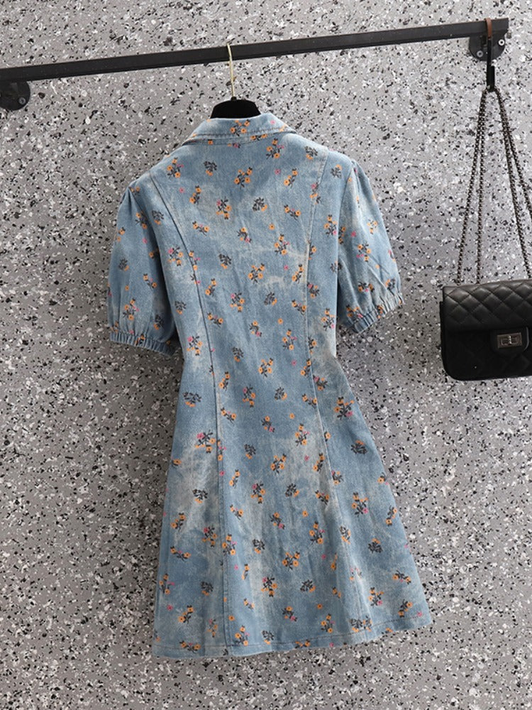 Plus Size Korean Floral Denim Dress – Pluspreorder