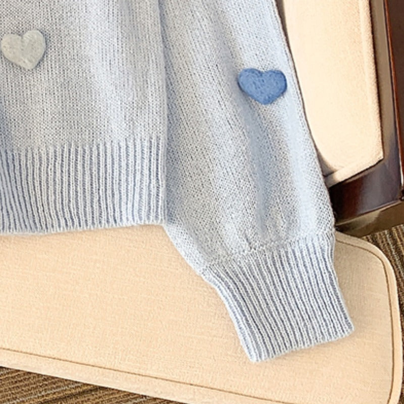 Plus Size Korean Hearts Pastel Blue Cardigan – Pluspreorder