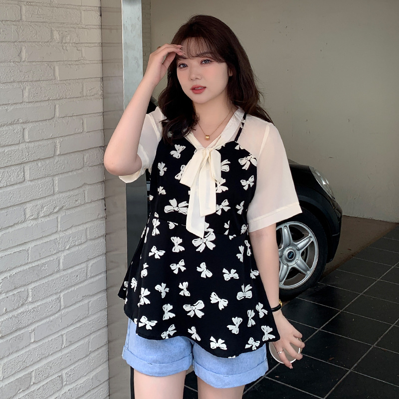Plus Size Korean Ribbon Peplum Blouse (Extra Big Size) – Pluspreorder