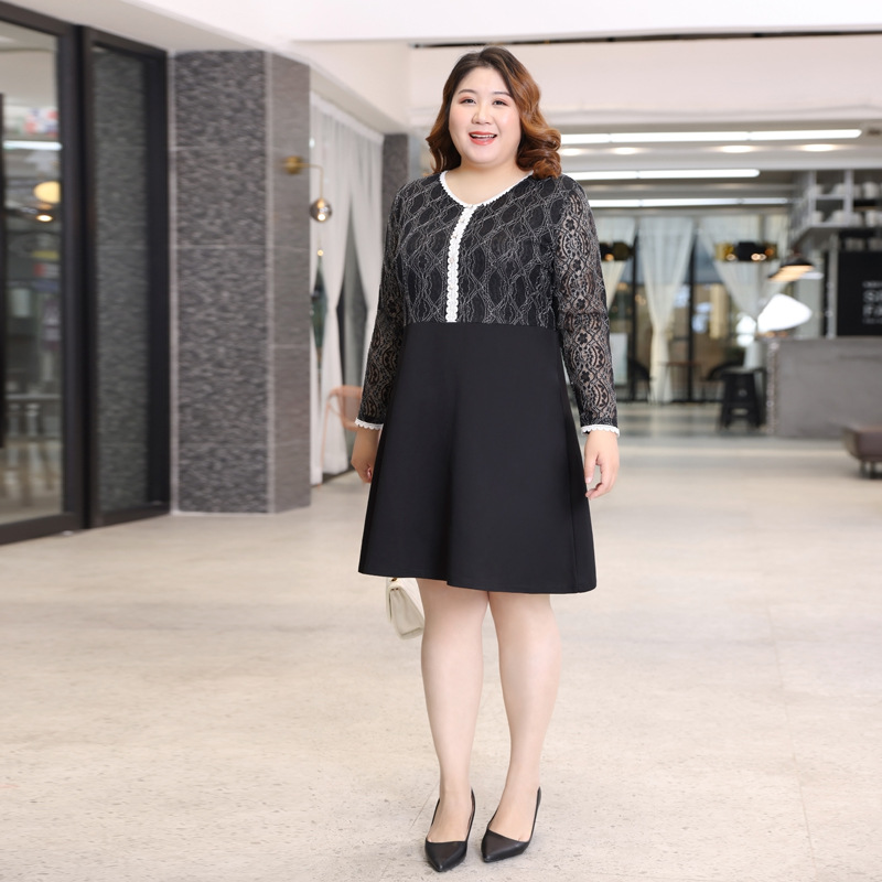 Plus Size Lace 2-In-1 Long Sleeve Dress (Extra Big Size) – Pluspreorder