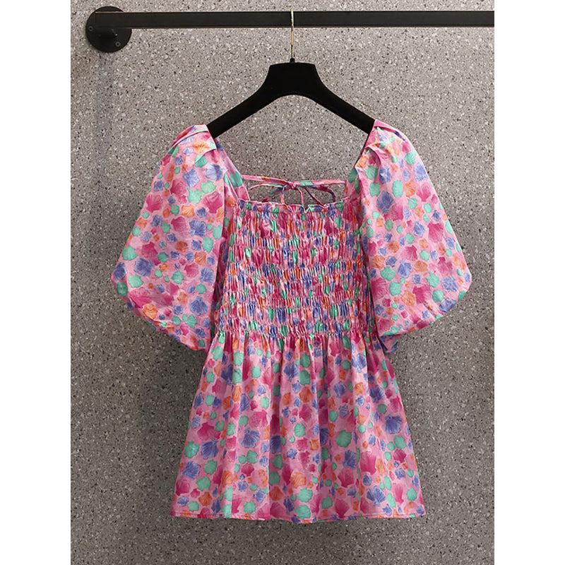 Plus Size Pink Floral Scrunch Blouse – Pluspreorder