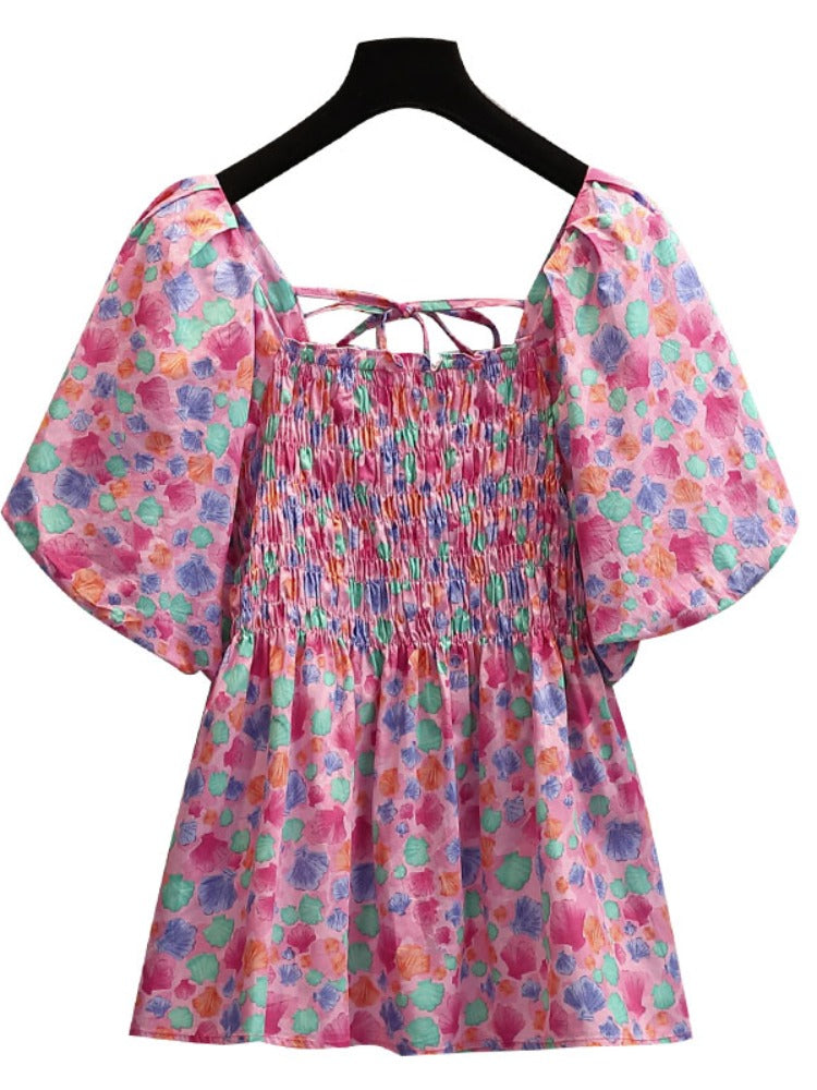 Plus Size Pink Floral Scrunch Blouse – Pluspreorder