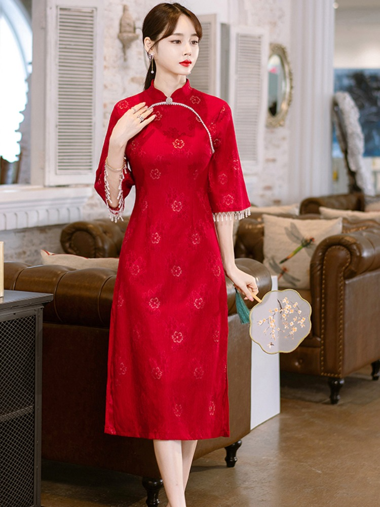 Plus Size Red Vintage Cheongsam Dress – Pluspreorder