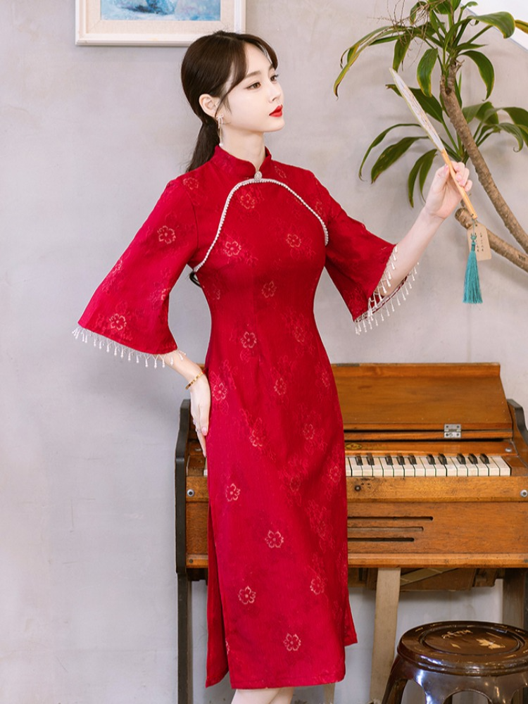Plus Size Red Vintage Cheongsam Dress – Pluspreorder