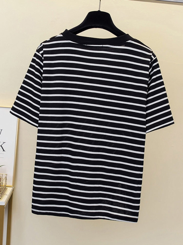 Plus Size Stripe Side Top – Pluspreorder