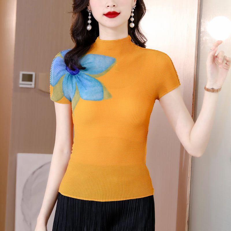 Plus Size High Neck Floral Blouse Pluspreorder