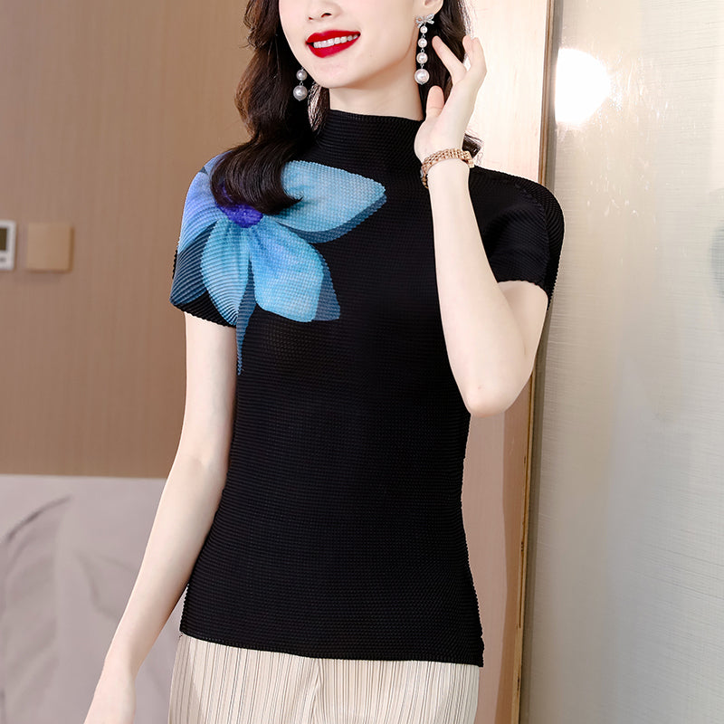 Plus Size High Neck Floral Blouse Pluspreorder