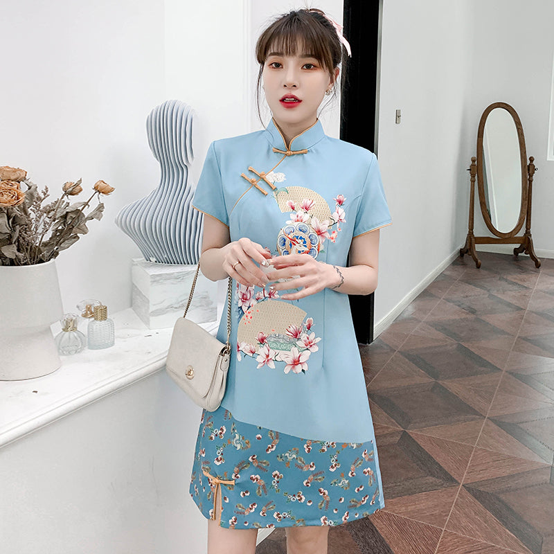 Plus Size Light Blue Oriental Cheongsam – Pluspreorder