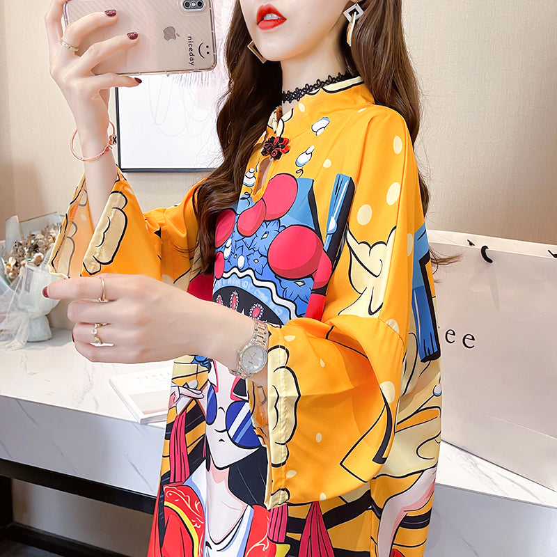 Plus Size Print Chinese Opera Girl Cheongsam Dress – Pluspreorder