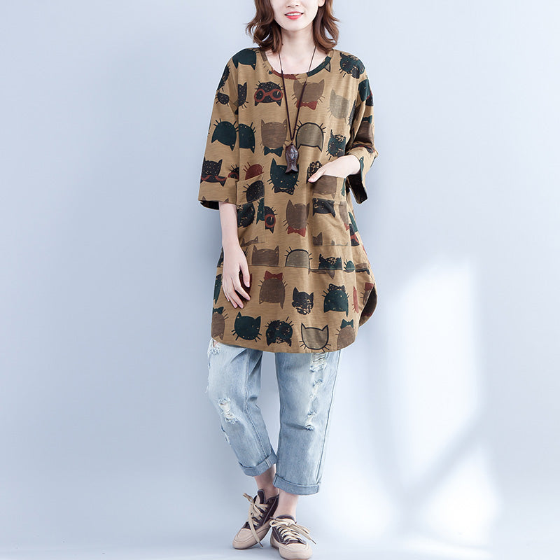 Plus size cats tunic top – Pluspreorder