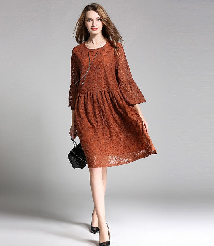 Plus Size Brown Lace Dress – Pluspreorder