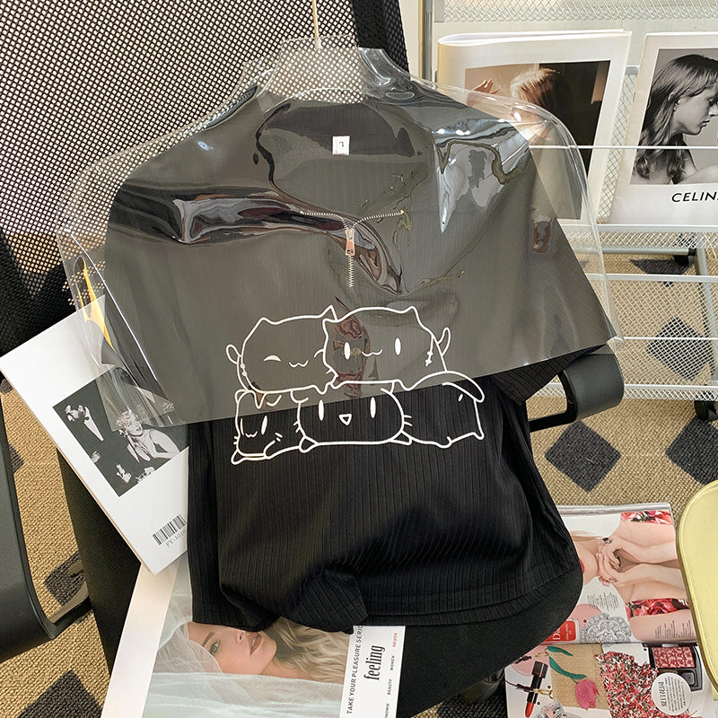 Plus Size Cute Cat Polo T Shirt – Pluspreorder