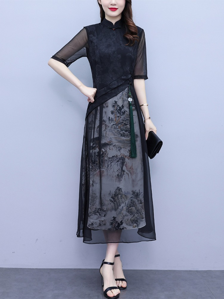 Plus Size Cheongsam Black Formal Dress – Pluspreorder