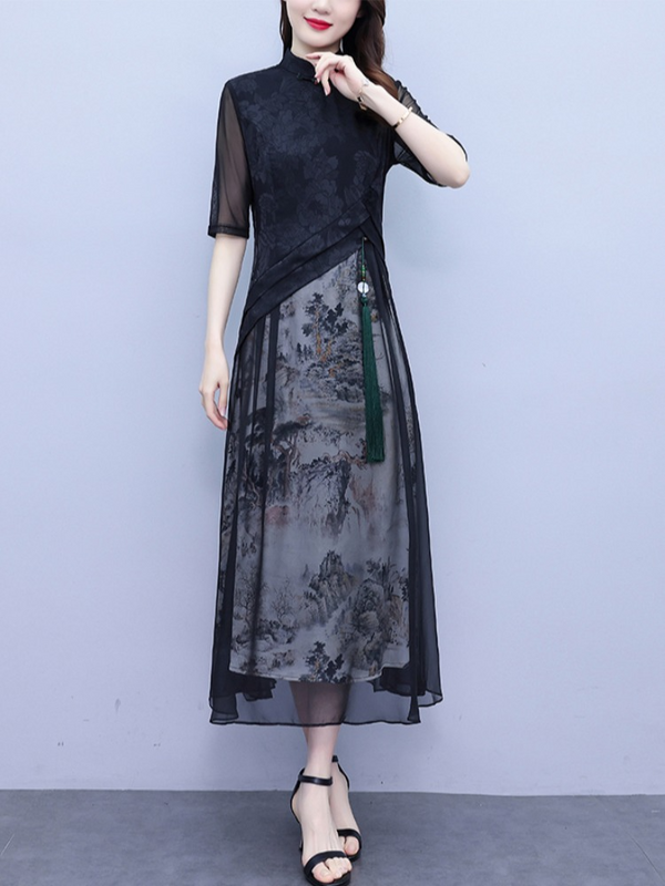 Plus Size Cheongsam Black Formal Dress – Pluspreorder