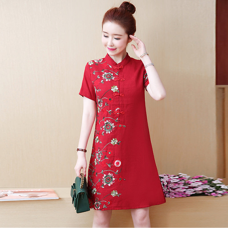 Plus Size Half Embroidered Modern Cheongsam – Pluspreorder