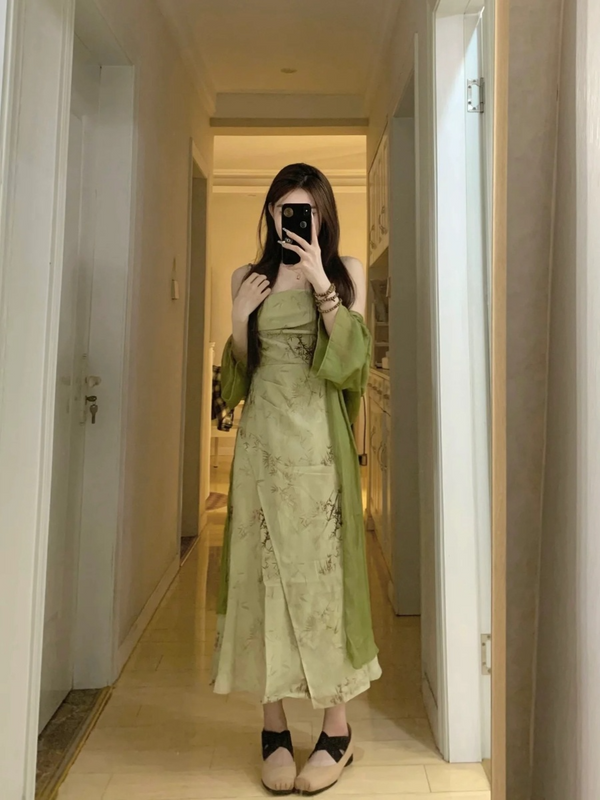 Plus Size Chinese Bamboo Dress And Jacket Set – Pluspreorder