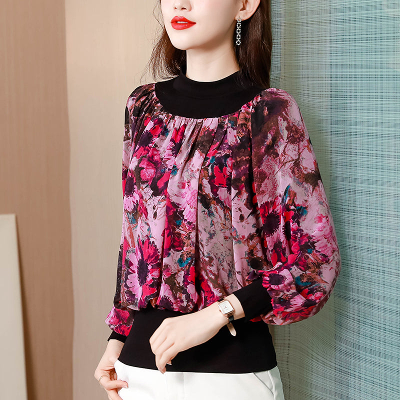 Plus Size Pink Floral Batwing Look Top – Pluspreorder
