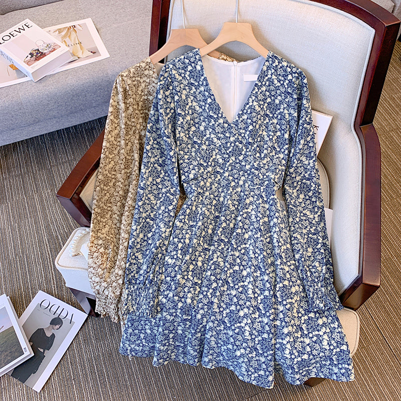Plus Size Korean Floral Long Sleeve Dress – Pluspreorder