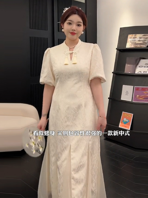 Plus Size Cream Lace Tulle Cheongsam Dress – Pluspreorder