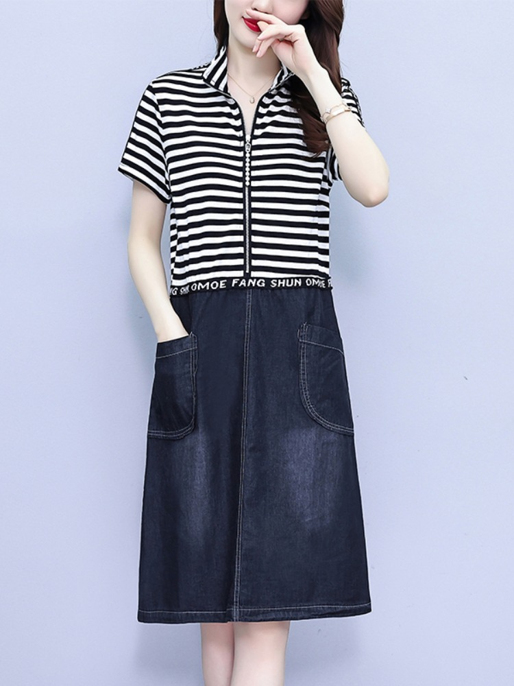 Plus Size Denim Layer Shirt Dress – Pluspreorder