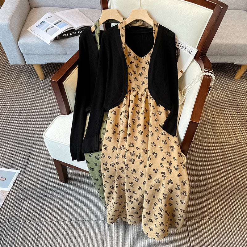Plus Size Vintage Floral Halter Dress / Cardigan – Pluspreorder