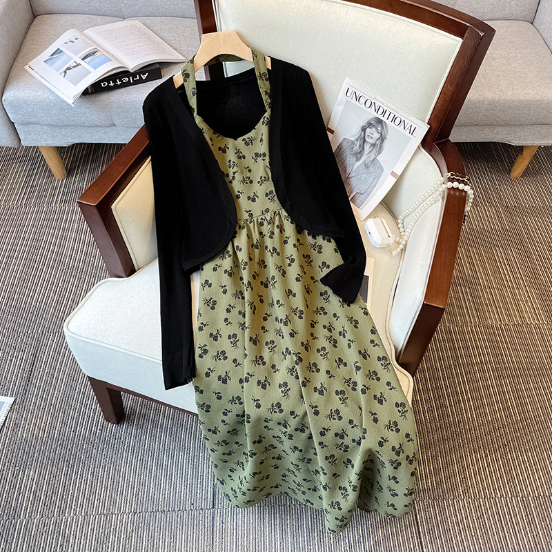 Plus Size Vintage Floral Halter Dress / Cardigan – Pluspreorder