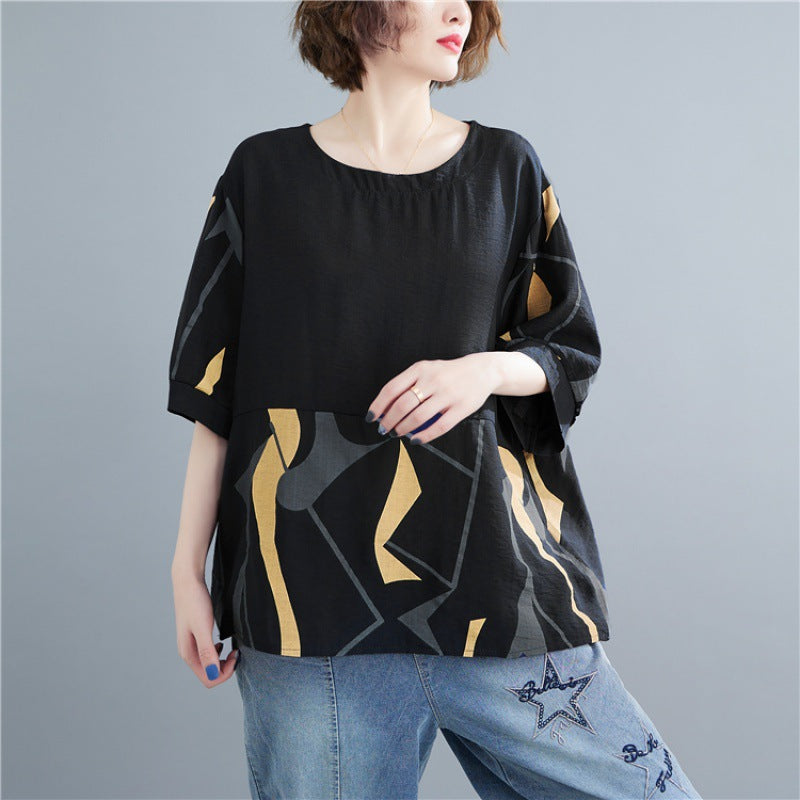 Plus Size Shapes Block Blouse – Pluspreorder