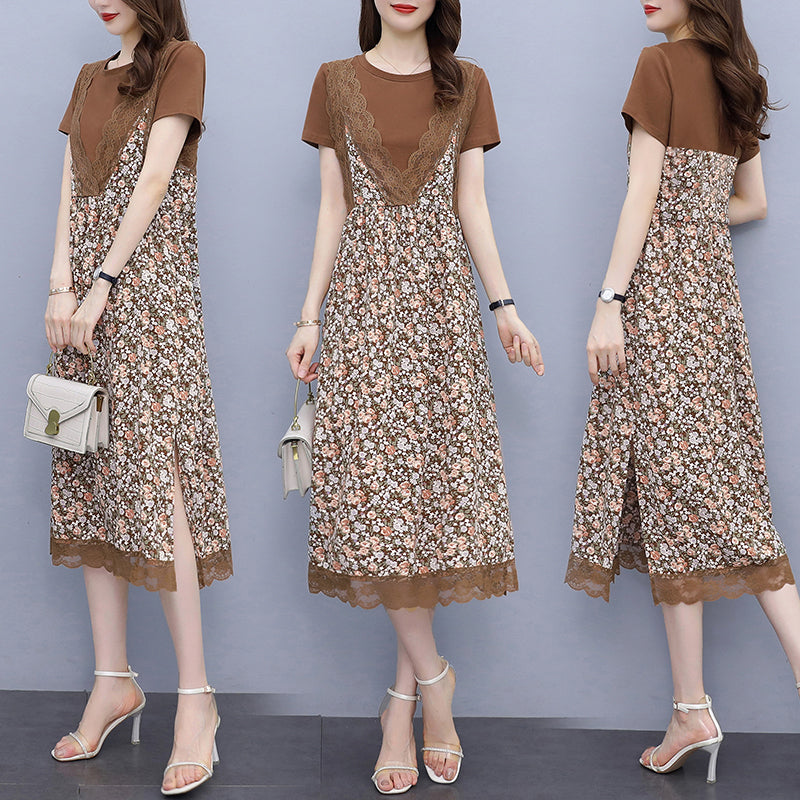 Plus Size Korean Floral Midi Dress – Pluspreorder