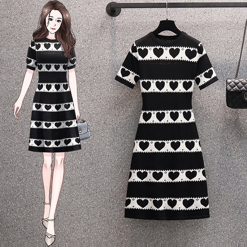 Plus Size Korean Hearts Knit Shift Dress – Pluspreorder