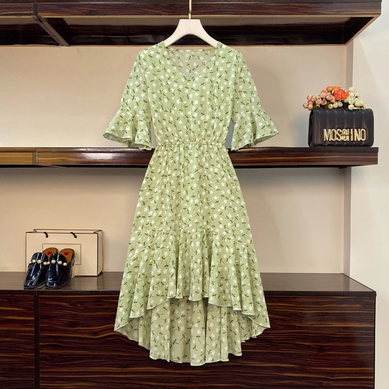 Plus Size Korean Floral Wrap Midi Dress – Pluspreorder