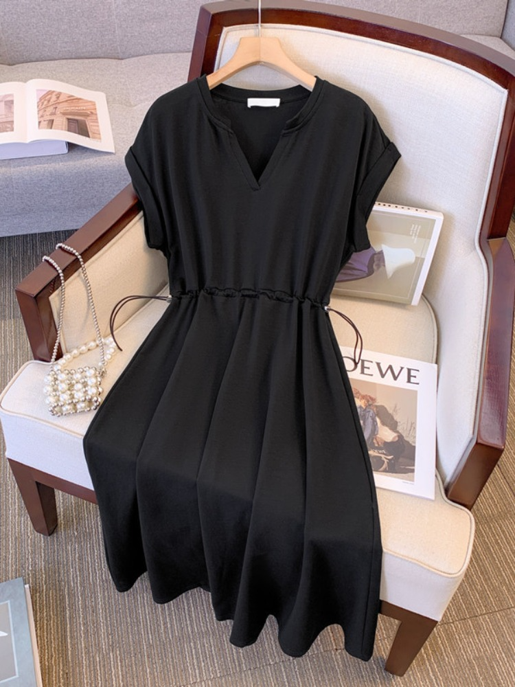 Plus Size Korean Notch Neck Midi Dress – Pluspreorder