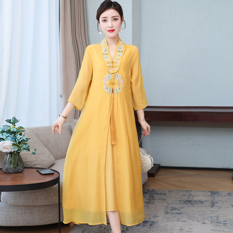 Plus Size Chinese Oriental Midi Dress – Pluspreorder