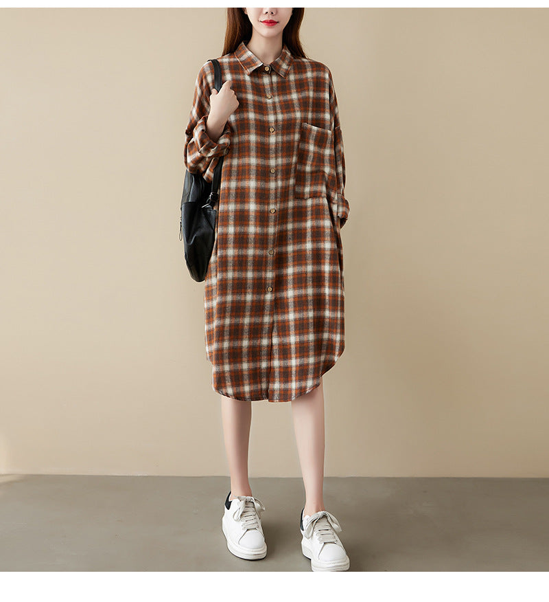 Plus Size Plaid Curve Hem Shirt Dress – Pluspreorder