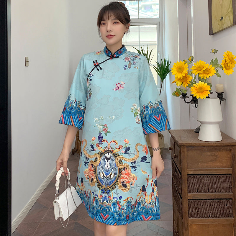 Plus Size Imperial Chinese Print Cheongsam – Pluspreorder