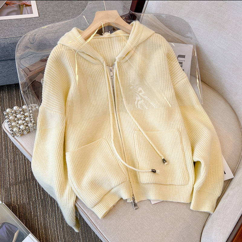 Plus Size Rib Knit Thick Hood Sweater Jacket – Pluspreorder
