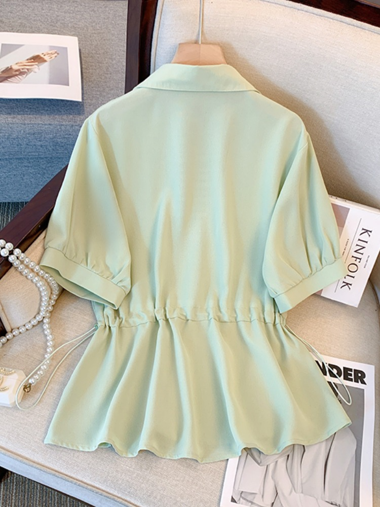 Plus Size Stripe Inner Mock 2 Piece Peplum Shirt Blouse – Pluspreorder