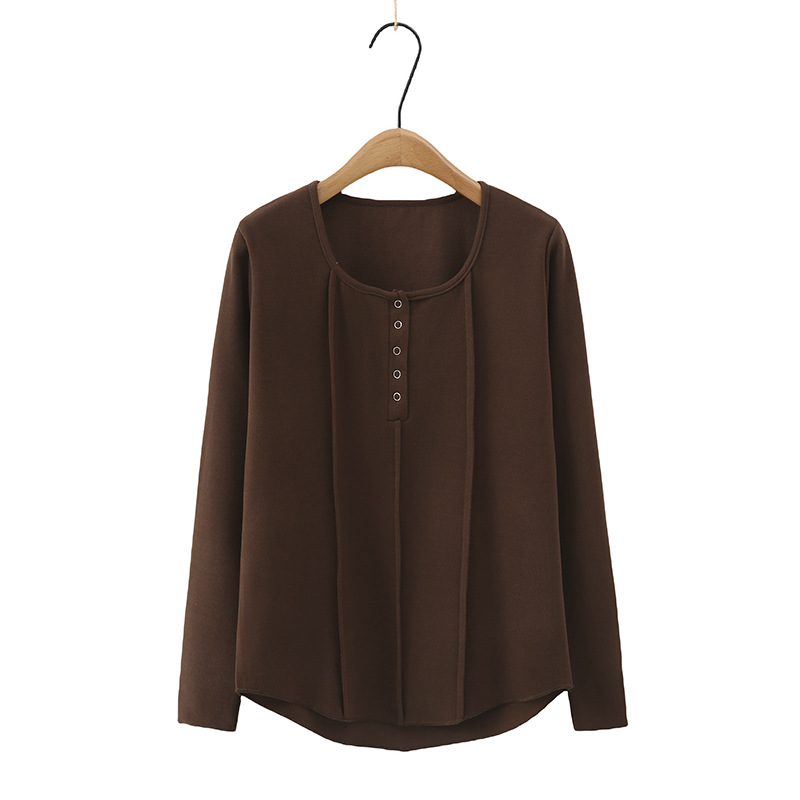 Plus Size Thick Ribbed Placket Long Sleeve Tee (Extra Big Size ...