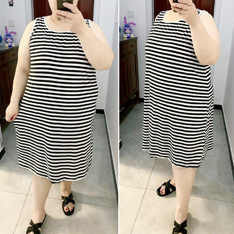 Plus Size U Neck Stripe Tank Dress (Extra Big Size) – Pluspreorder