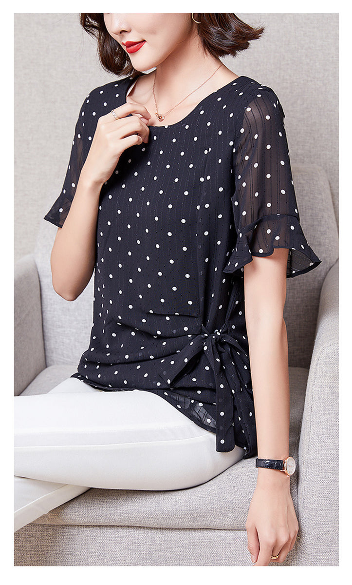 Plus Size Polka Dots Chiffon Blouse – Pluspreorder