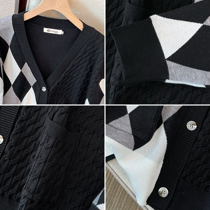 (XL-5XL) Plus Size Agryle Korean Woolen Knit Cardigan Jacket (Extra Bi ...