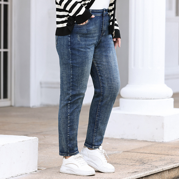 (XL-7XL) Plus Size Sandblasted Blue Skinny Jeans (Extra Big Size ...